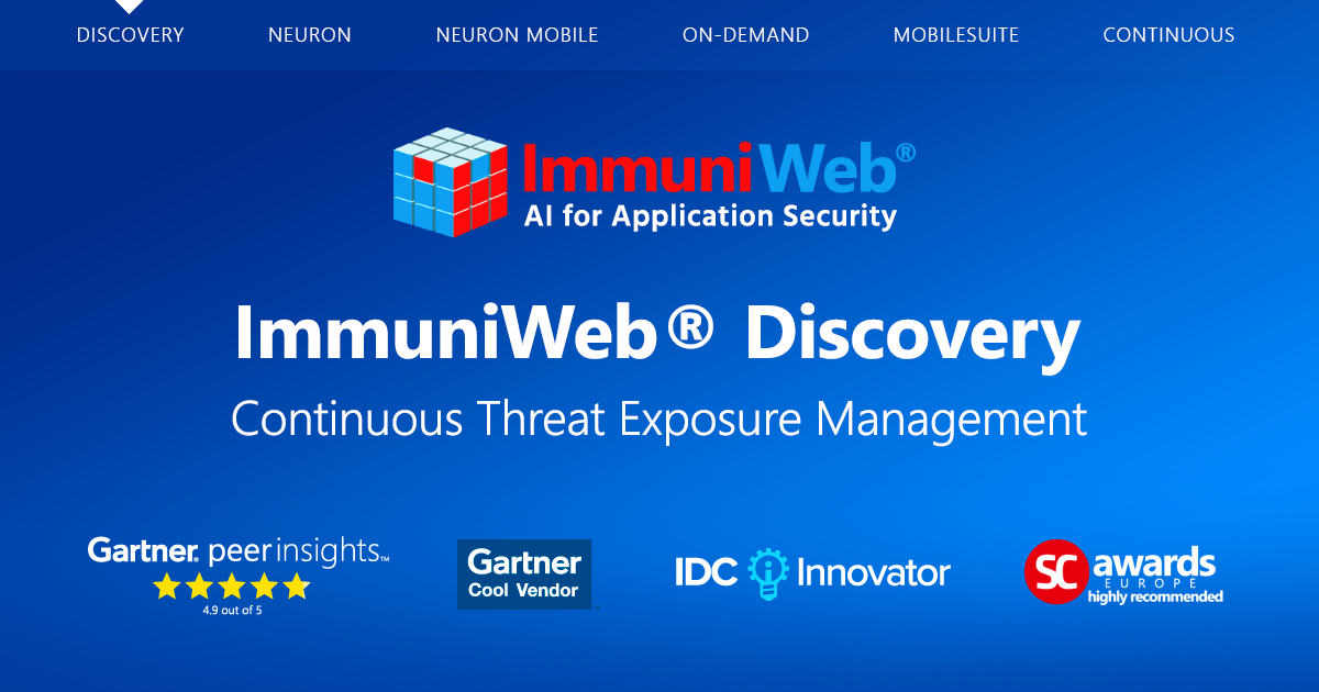 Continuous Threat Exposure Management | ImmuniWeb® Discovery